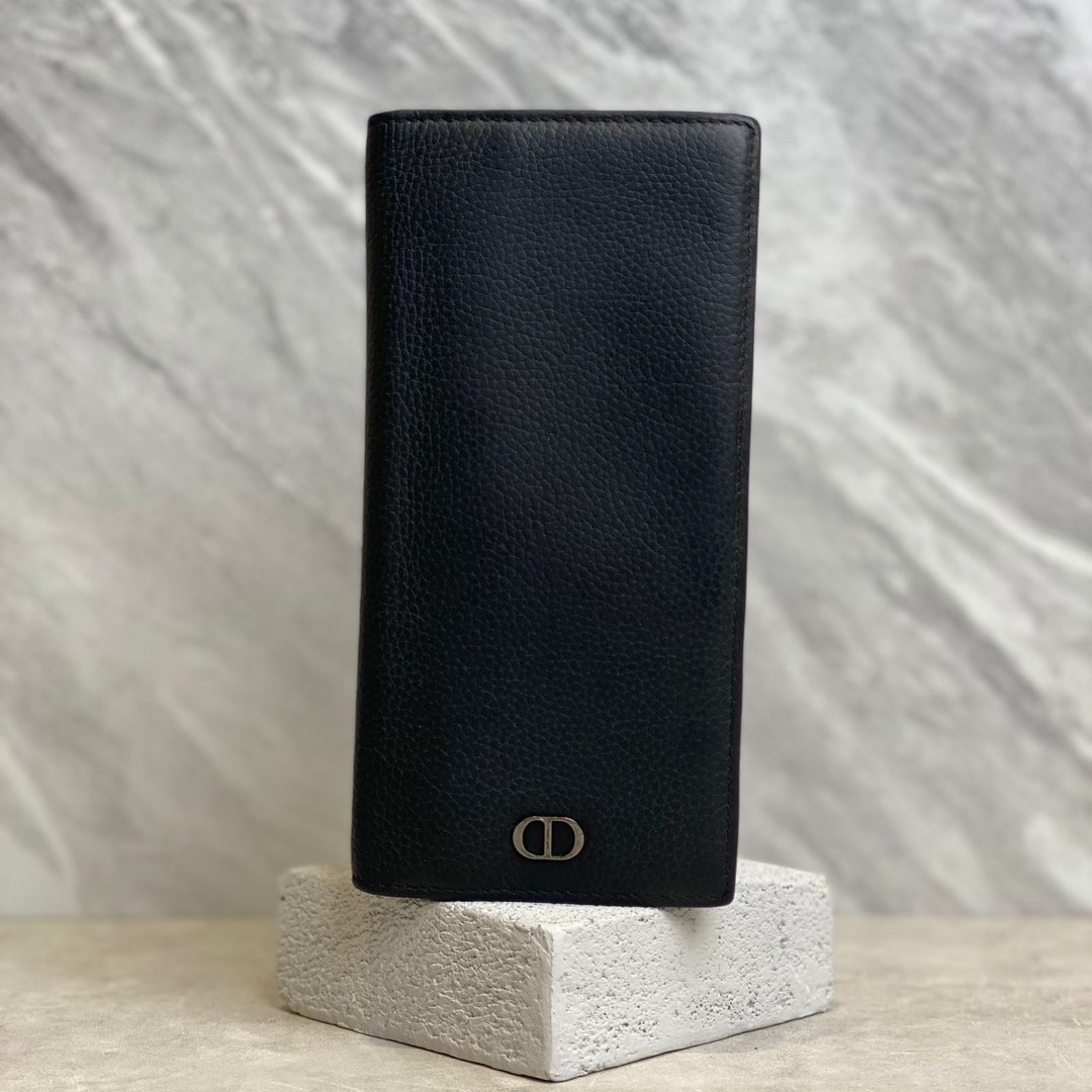 Christian Dior Logo Grained Calfskin Long Wallet ( Not Hermes ), Fesyen ...