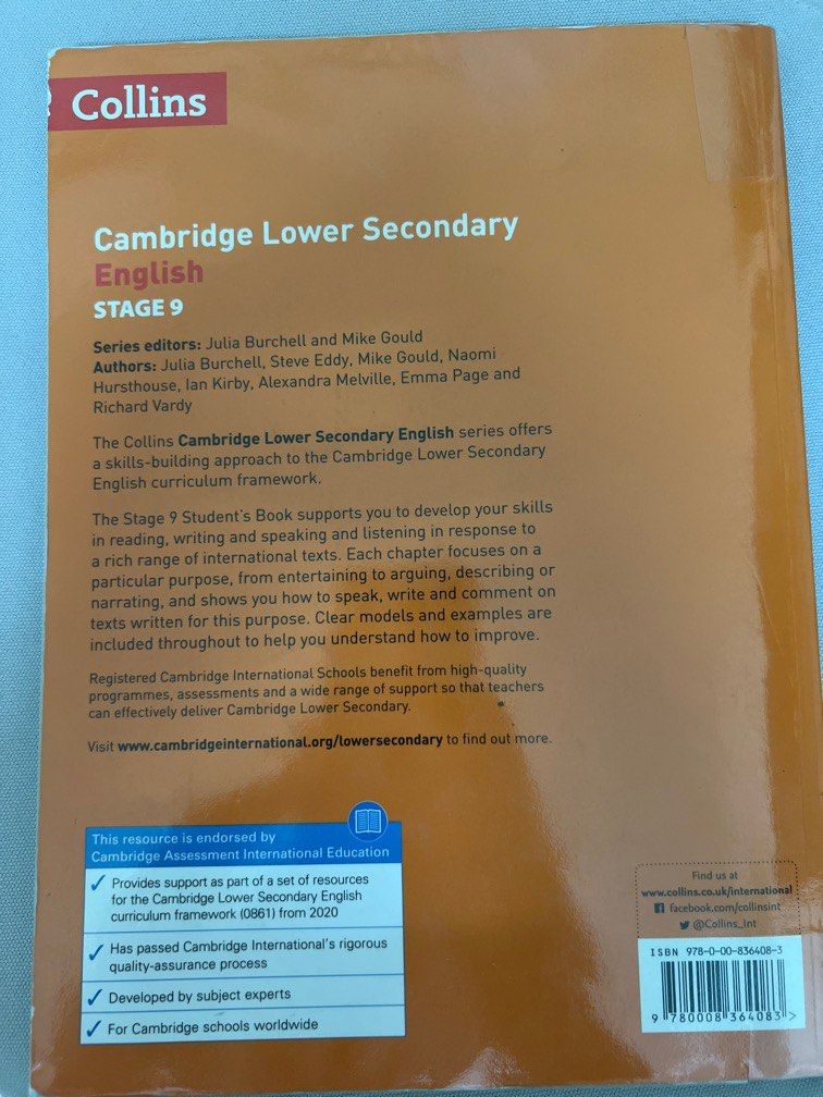 Collins Cambridge Lower Secondary English Student Book Stage 9 (2E ...