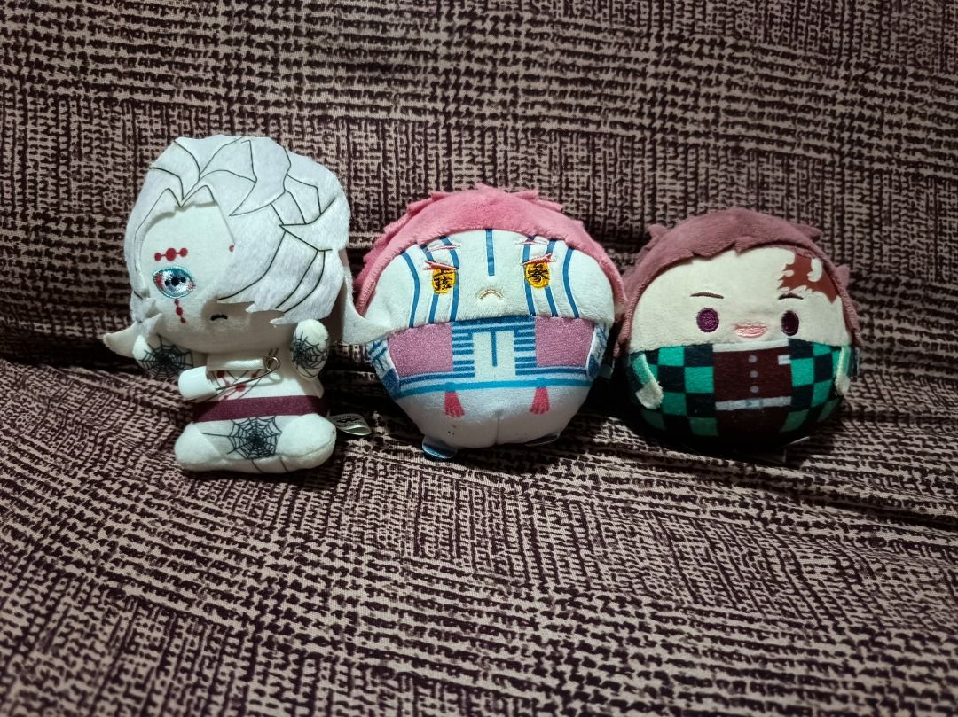 Demon Slayer Set ( Tanjiro Fuwa, Akaza fuwa, & Rui pin plush), Hobbies ...