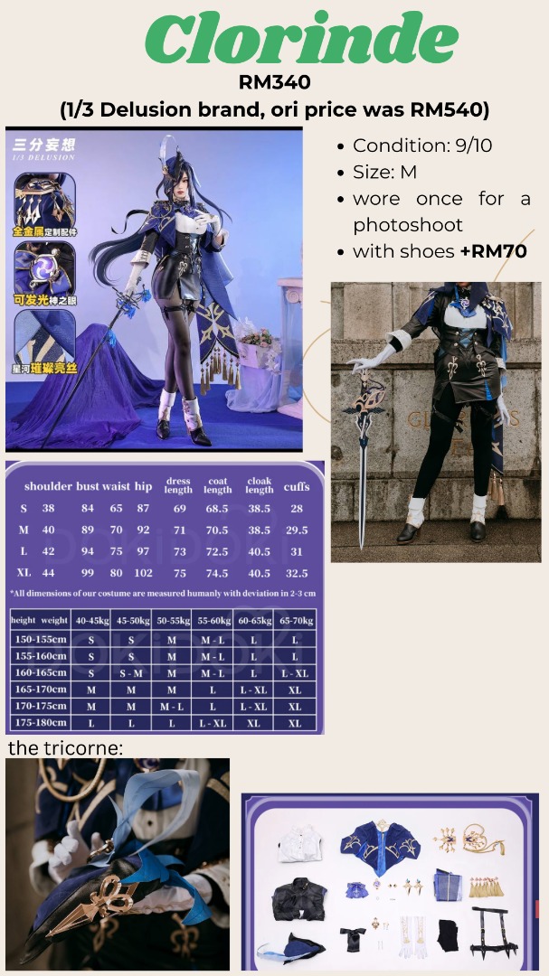 Genshin Impact Clorinde Cosplay 1/3 Delusion, Women's Fashion, Dresses ...
