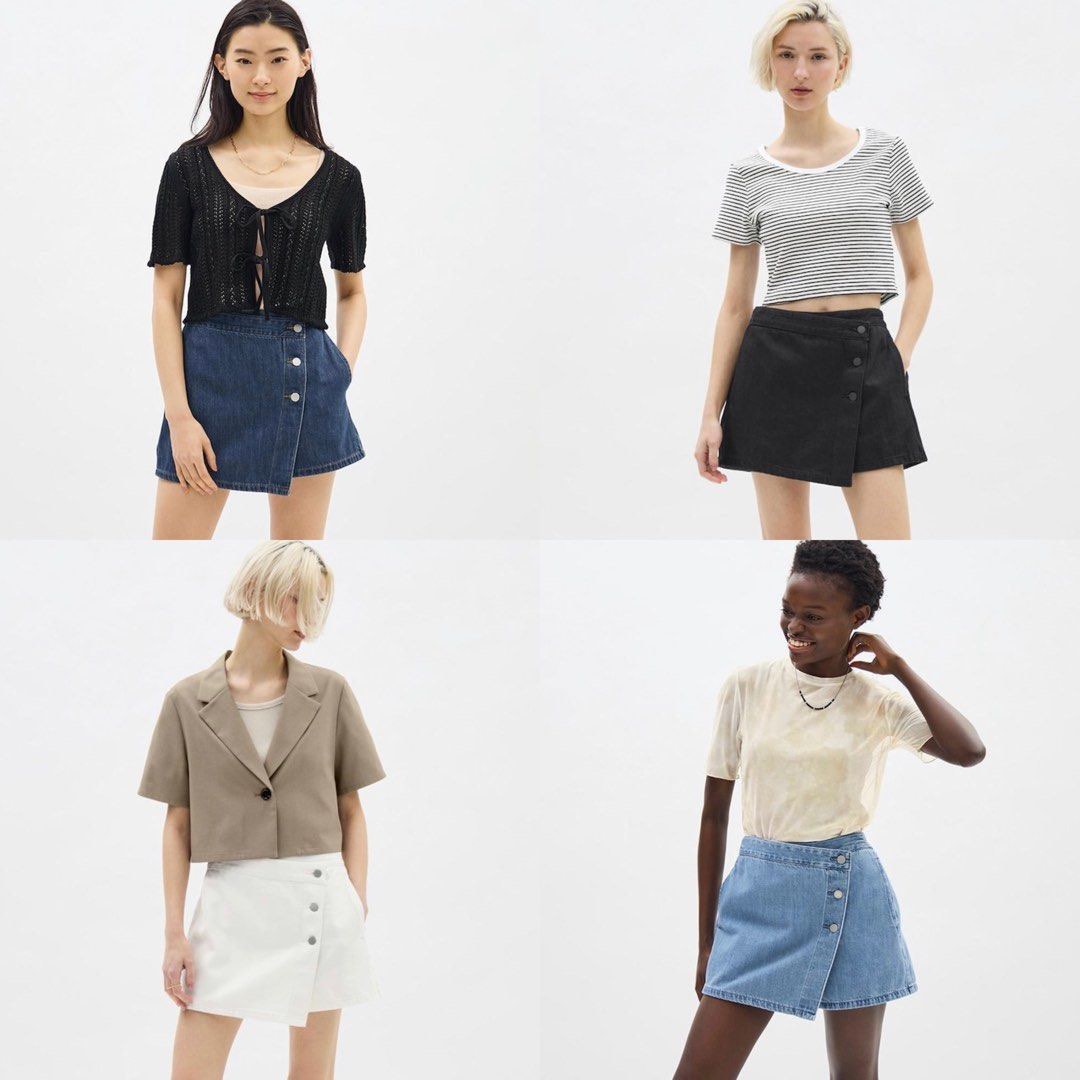 GU by Uniqlo denim skort, Women's Fashion, Bottoms, Shorts on Carousell