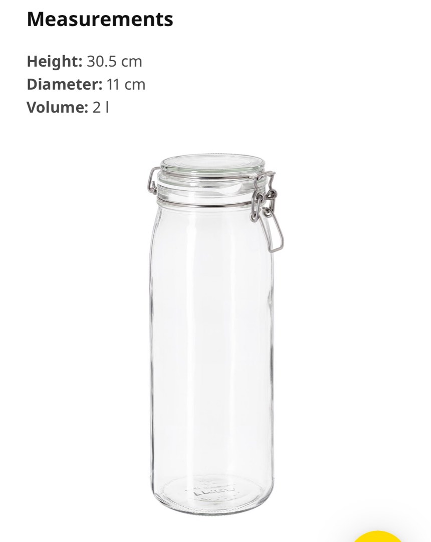 Ikea 2L Glass Jar with Lid Container Storage, Furniture & Home Living ...