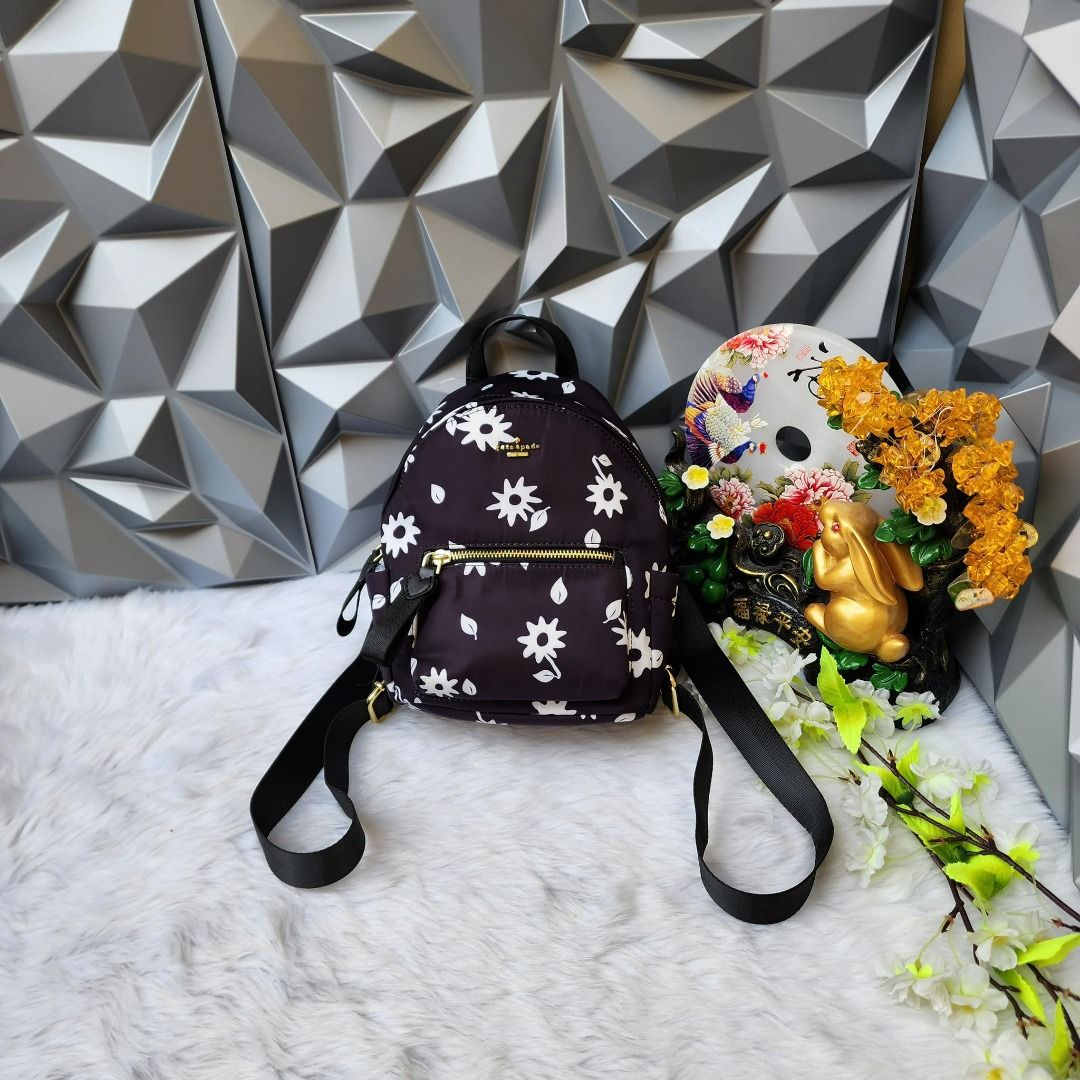 Kate Spade KC524 Chelsea Chic Mini Zip Around Backpack in Black Nylon ...