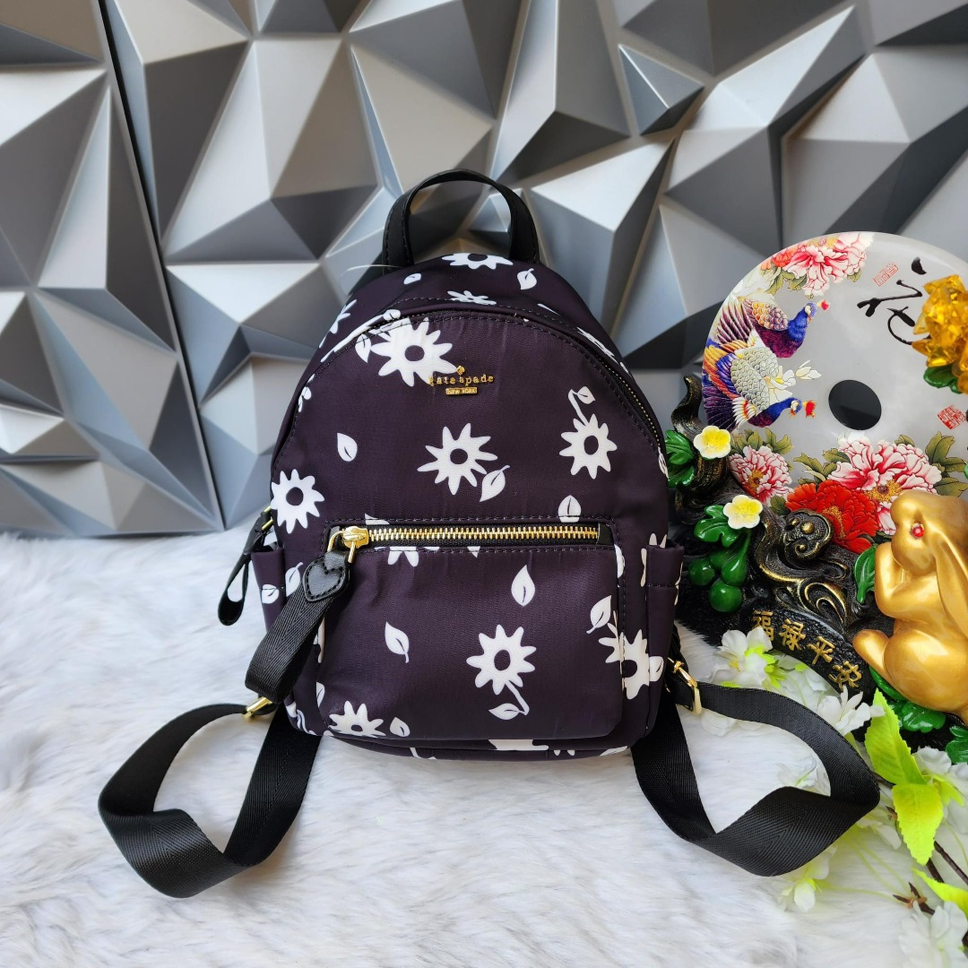 Kate Spade KC524 Chelsea Chic Mini Zip Around Backpack in Black Nylon ...