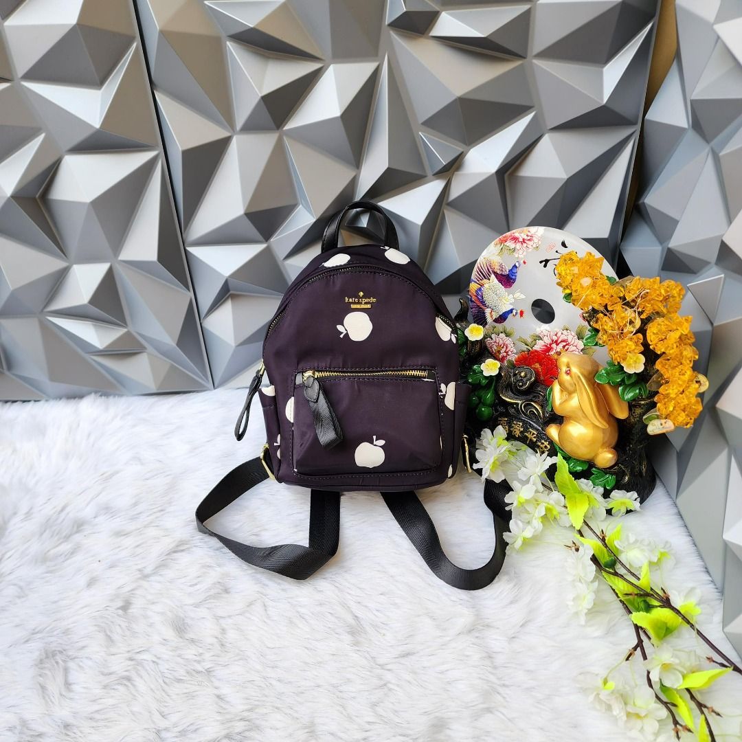 Kate Spade KC524 Chelsea Chic Mini Zip Around Backpack in Black Nylon ...
