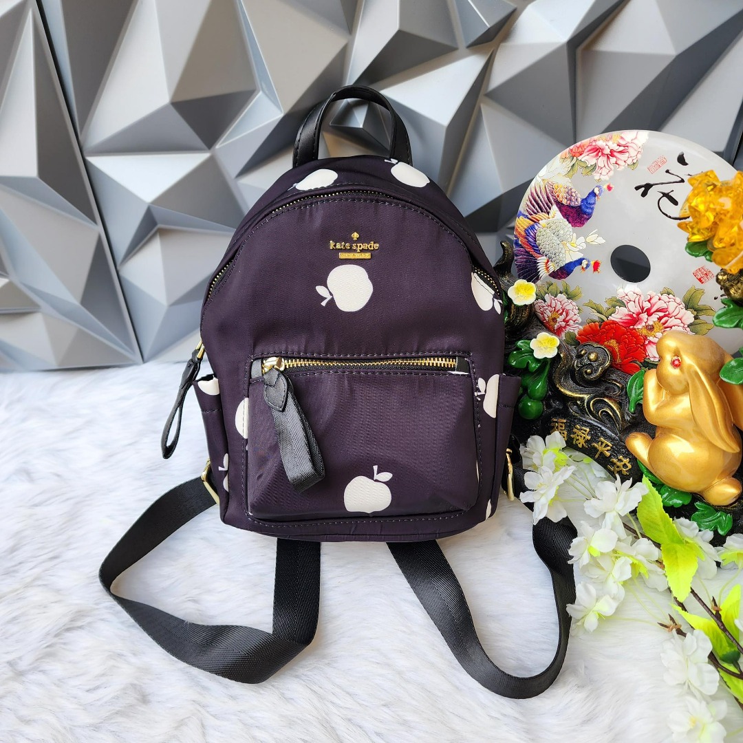 Kate Spade KC524 Chelsea Chic Mini Zip Around Backpack in Black Nylon ...