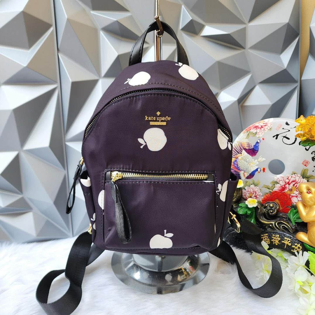 Kate Spade KC524 Chelsea Chic Mini Zip Around Backpack in Black Nylon ...