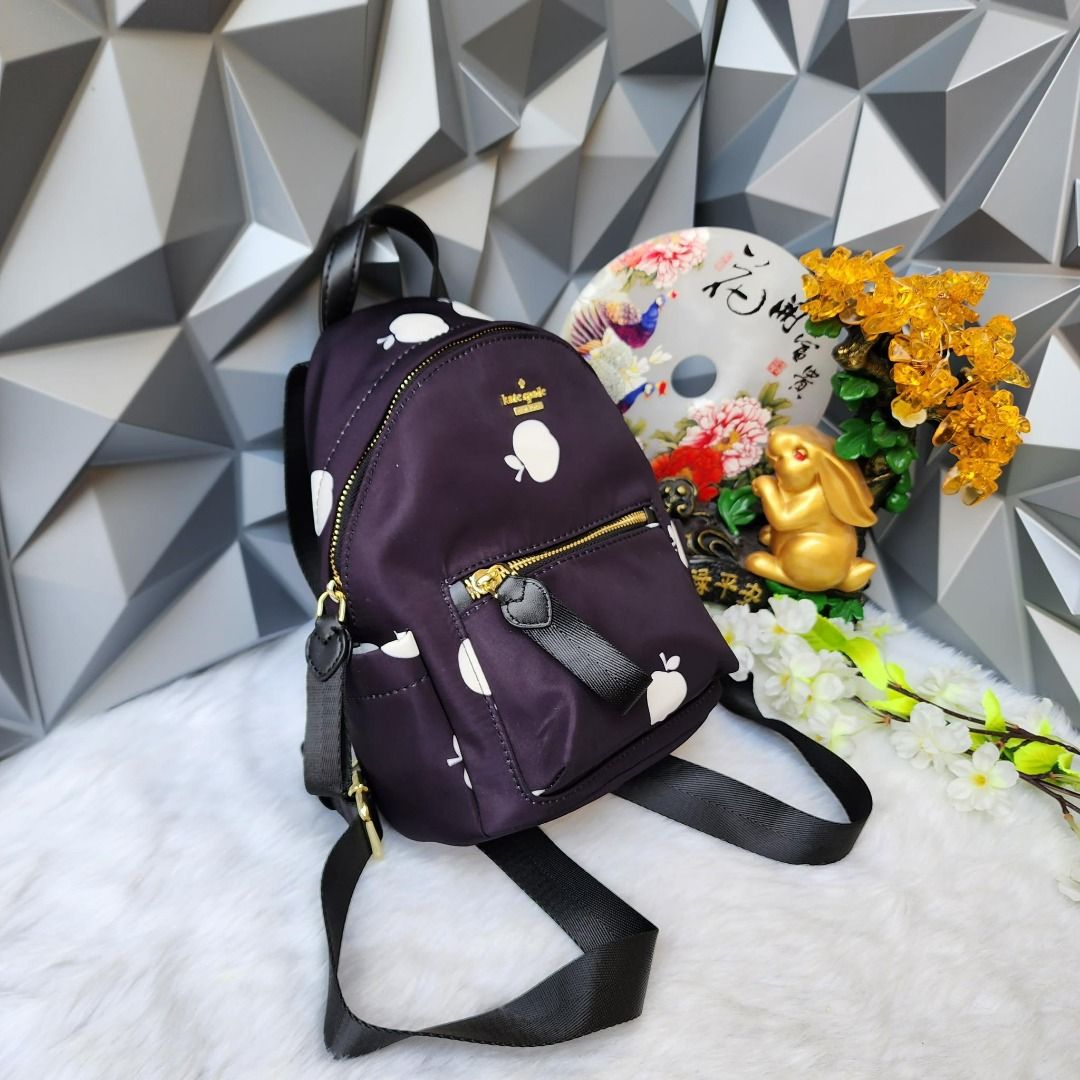 Kate Spade KC524 Chelsea Chic Mini Zip Around Backpack in Black Nylon ...