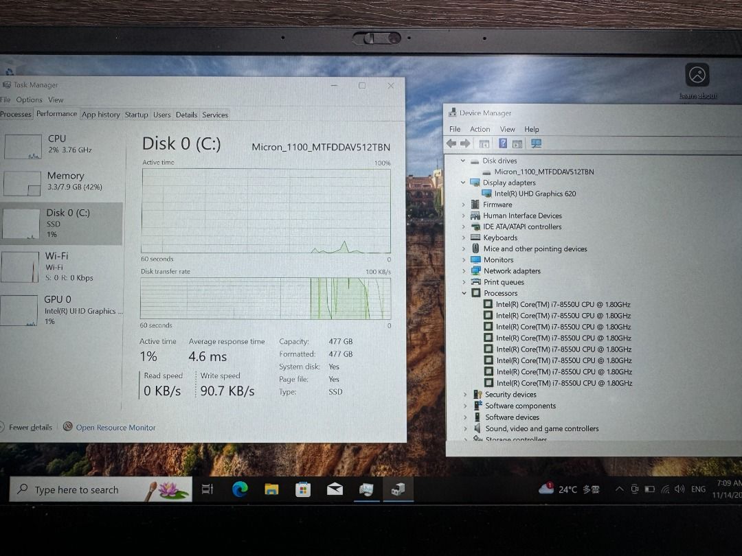 超轻薄lenovo Thinkpad X1 Carbon 6th 文書轻薄商務 I7 8550u 8gb Ddr4 Ssd 512 14