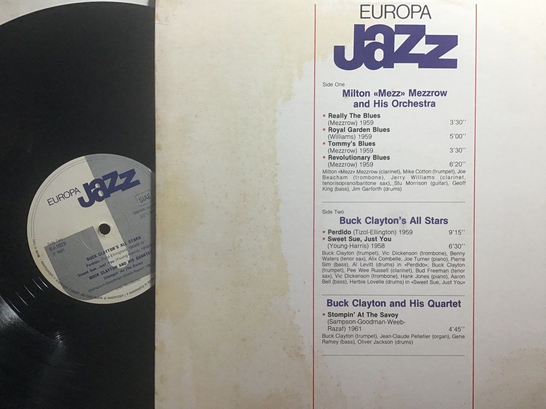 LP Europa Jazz - Mezz Mezzrow Bud Freeman Buck Clayton OOP VINYL RECORD Anubis Piring Hitam ...