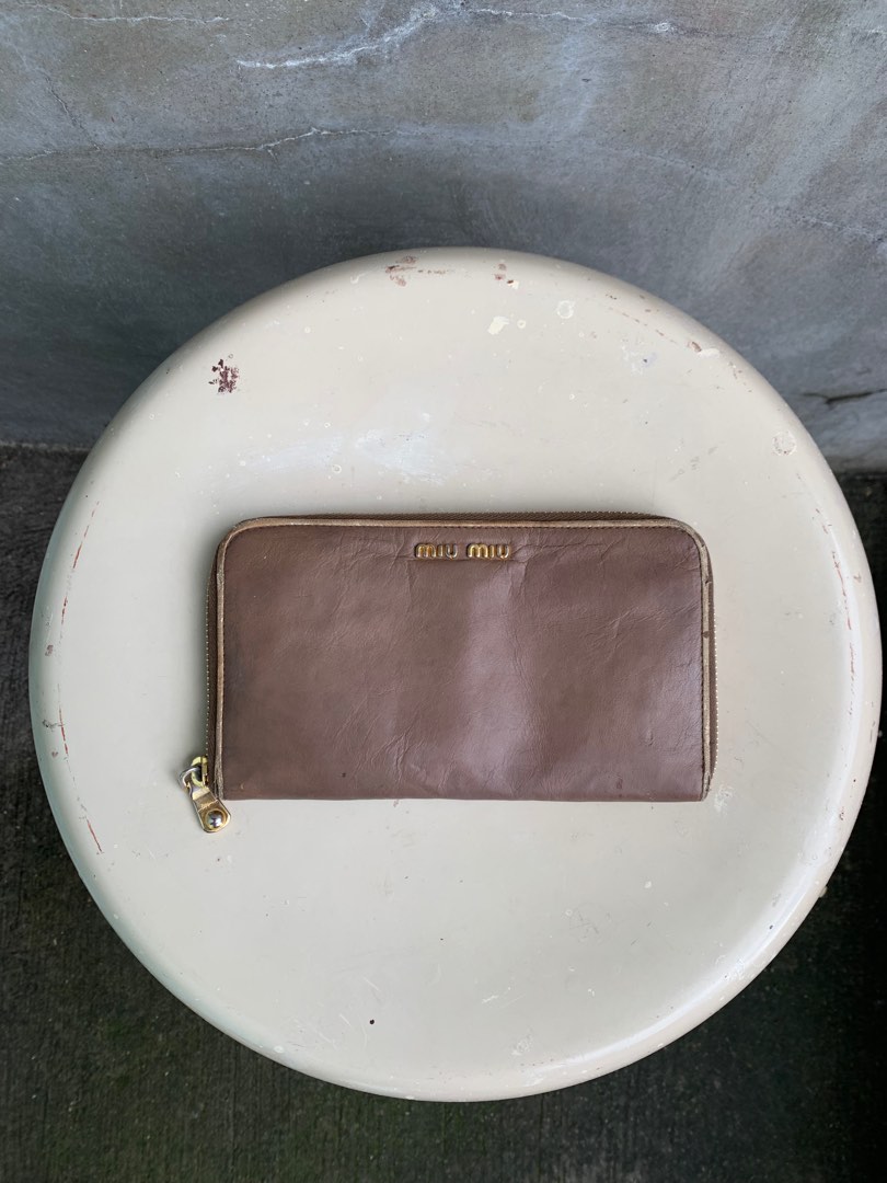 Miu Miu Brown Wrap Around Zip Wallet, Women's Fashion, Bags & Wallets ...