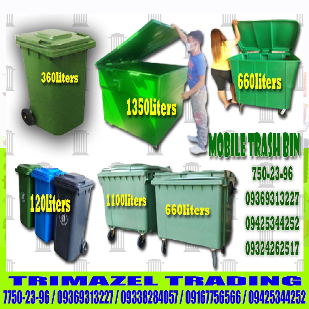 mobile trash bin rolling trash bin with cover, Furniture & Home Living ...