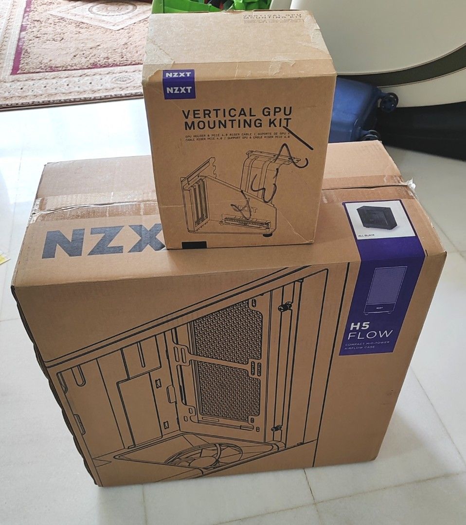NZXT H5 FLOW ATX CASE + VERTICAL GPU KIT GEN4, Computers & Tech, Parts ...