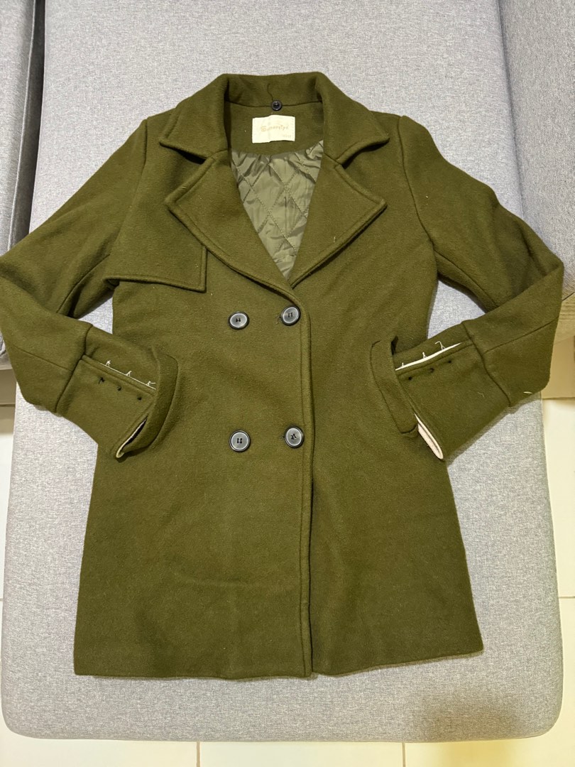 Olive Green coat, Women's Fashion, Coats, Jackets and Outerwear on ...