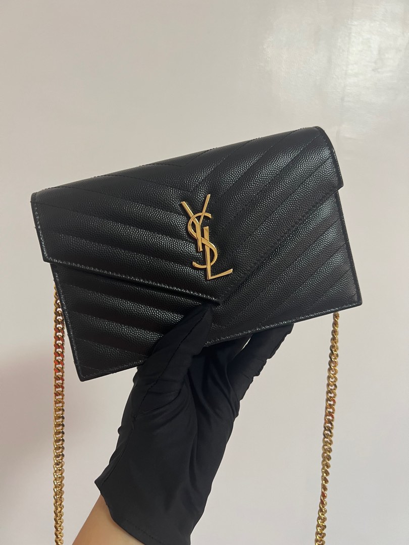 Original YSL Woc Envelope Goldchain Sling Bag, Luxury, Bags & Wallets ...