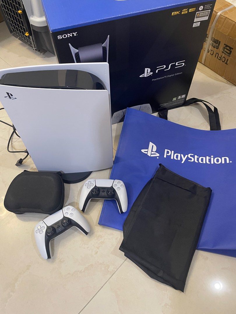 PS5 Digital with 2 Dual Shocks Controllers + Free Case, Video Gaming ...