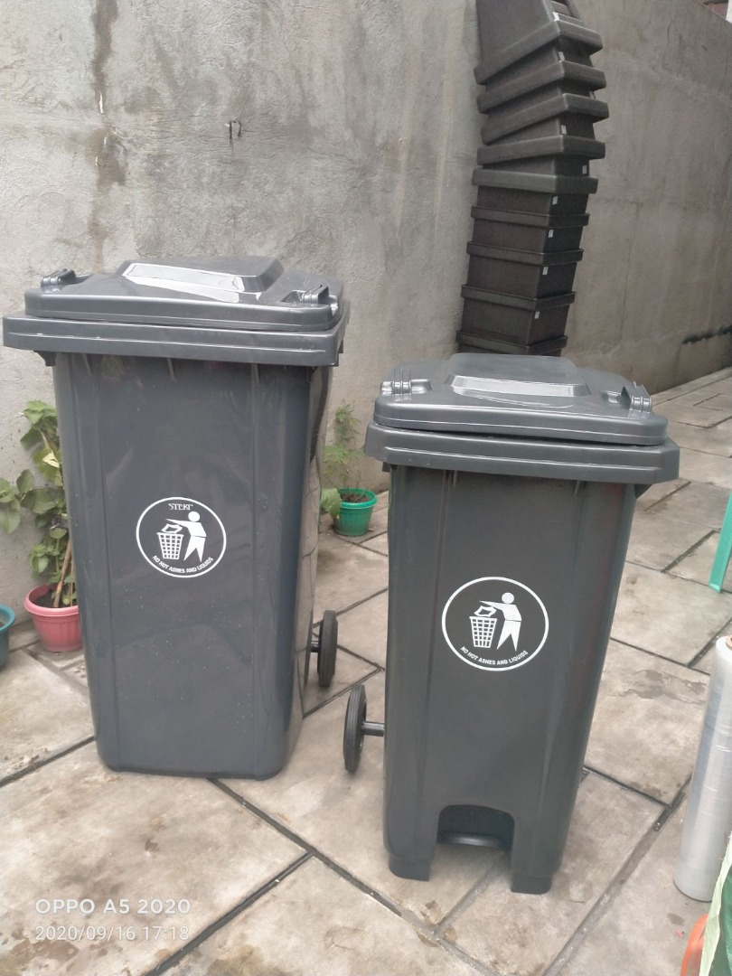 rolling trash bin 240 liters, Furniture & Home Living, Cleaning ...