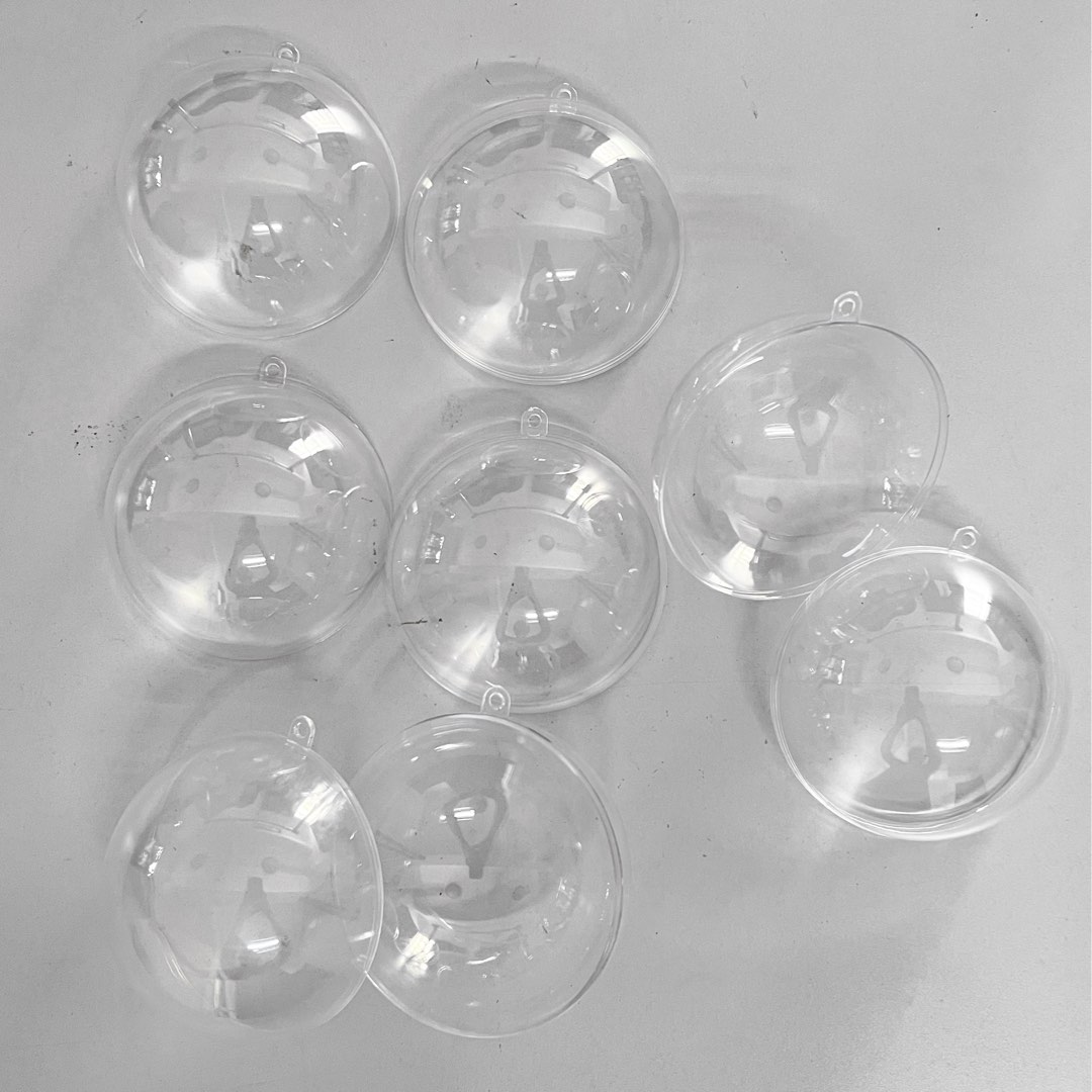 Set of 4 Clear Fillable Baubles + free trinket - Christmas deco ...