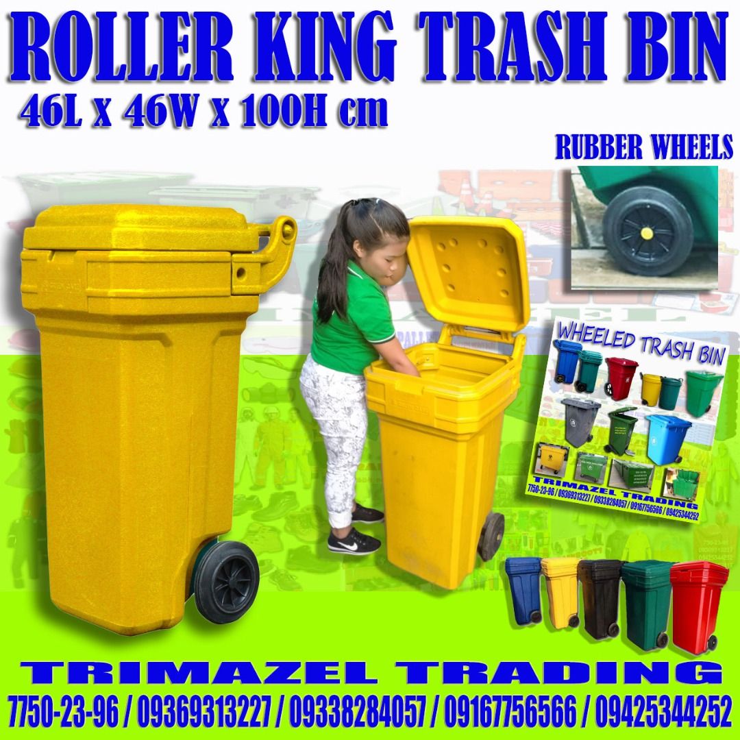 trash bin roller king heavy duty rolling trash bin, Furniture & Home ...