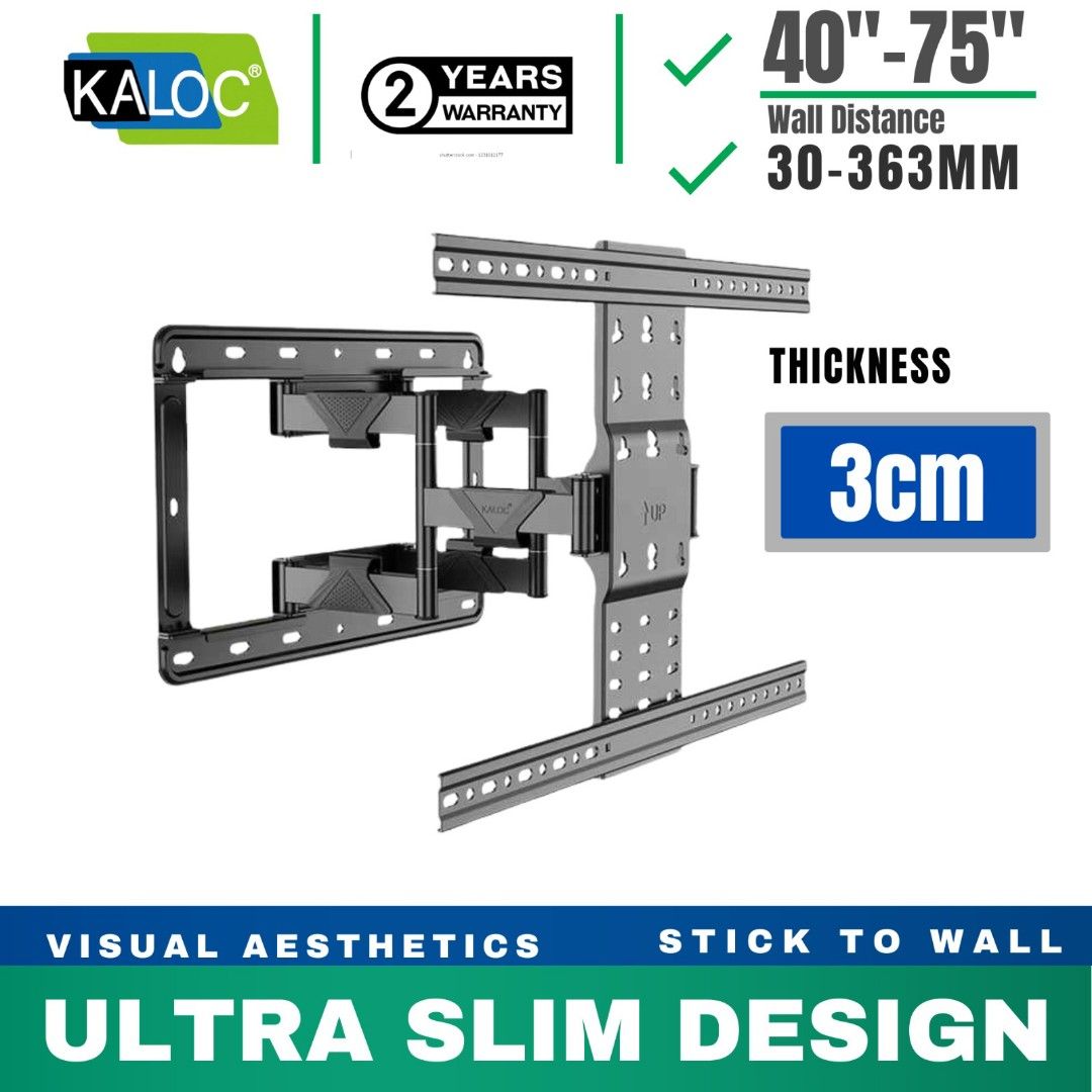 KALOC UT75 40"-75" Ultra Slim & Thin Full Motion Articulatilng TV Walll ...
