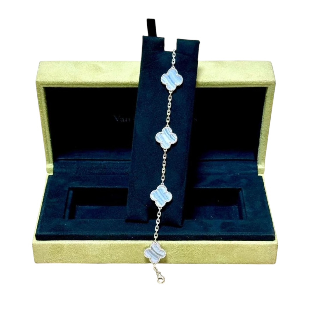 Van Cleef & Arpels Vintage Alhambra 5 Motifs Purple Chalcedony Bracelet ...