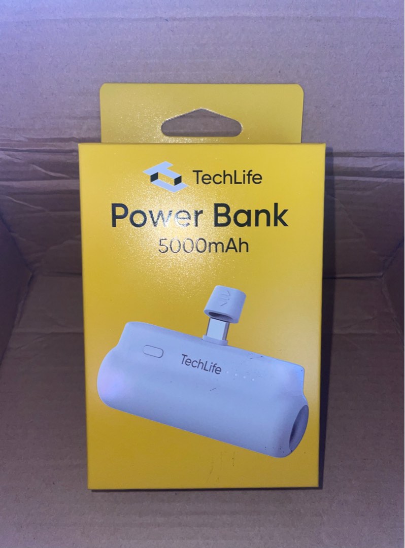 [WHITE] TechLife Power Bank 5000mAh | Built-In Type-C Plug | Two-Way ...