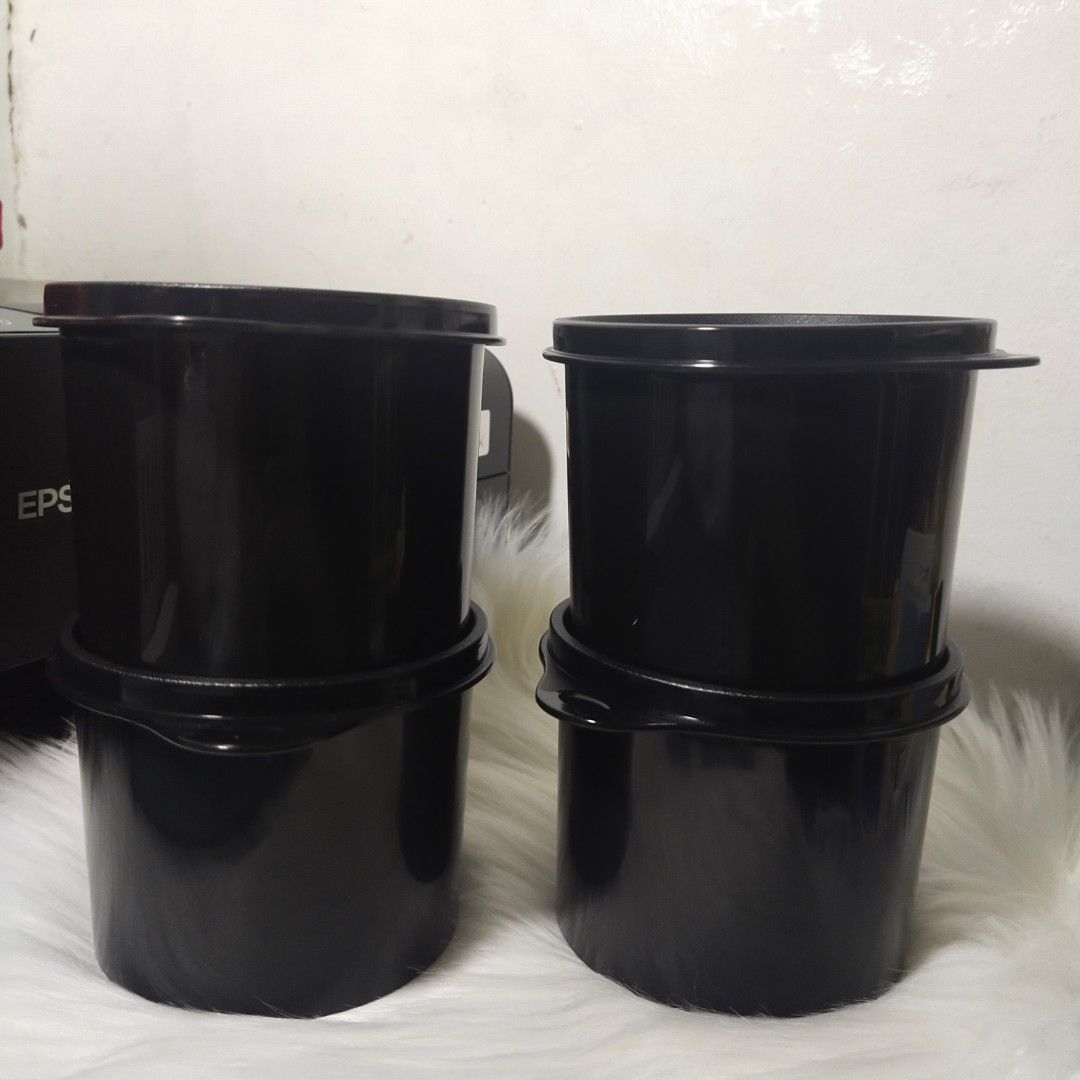 5-piece set Original Tupperware 600ml x 5 food keeper Kitchen Organizer container in sleek black ...