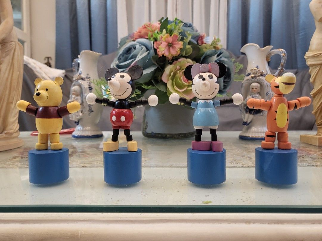 Disney Characters Push Wooden Puppet Figure Display Set, Hobbies & Toys ...