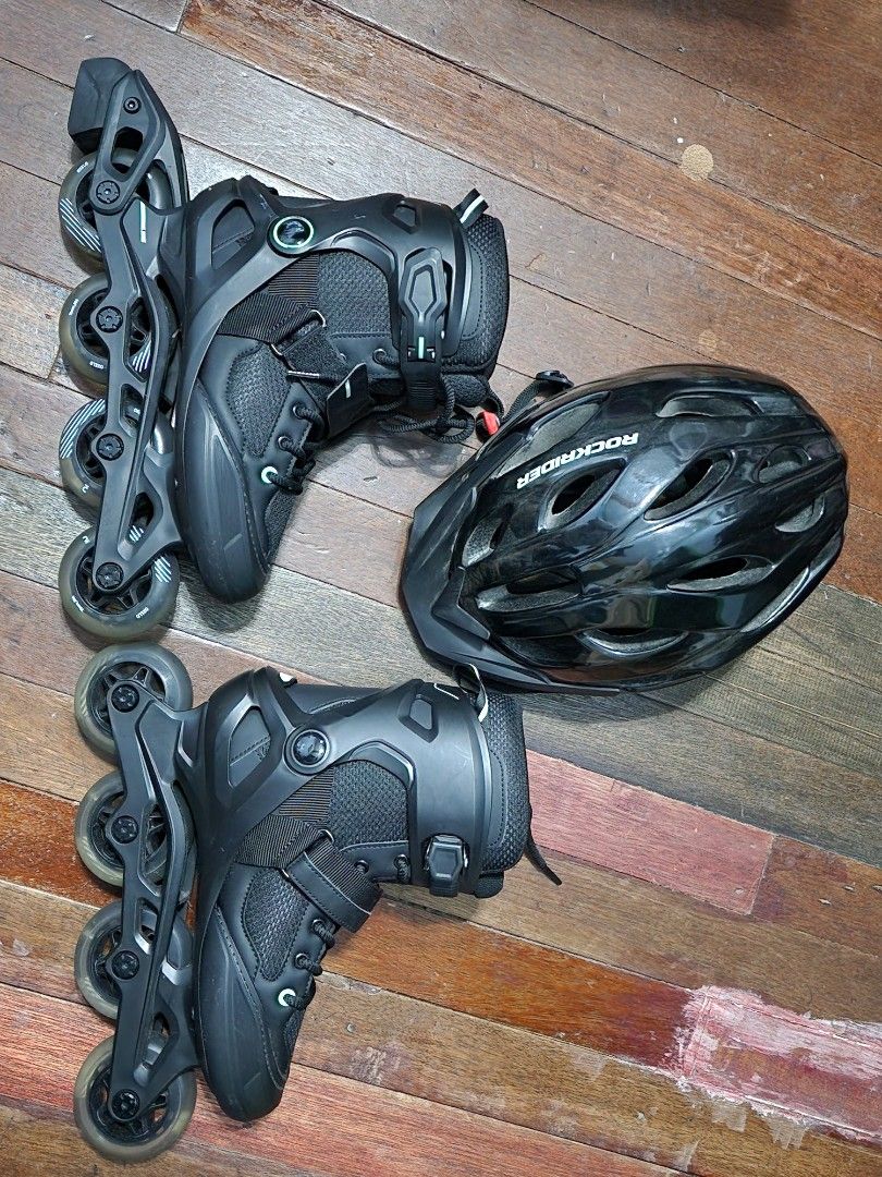 Inline Roller skates / blades with helmet and knee & elbow pad, Sports ...