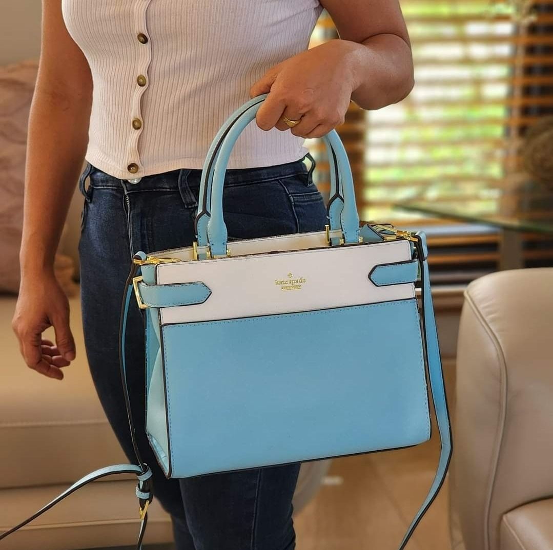Kate Spade Cameron Staci Medium Satchel in Colorblock Light Blue ...