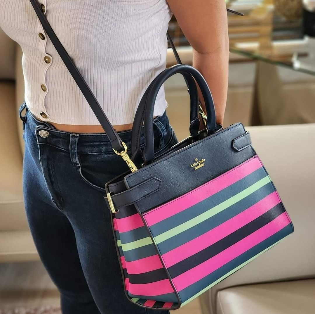 Kate Spade Cameron Staci Medium Satchel in Saffiano Leather with Pink ...