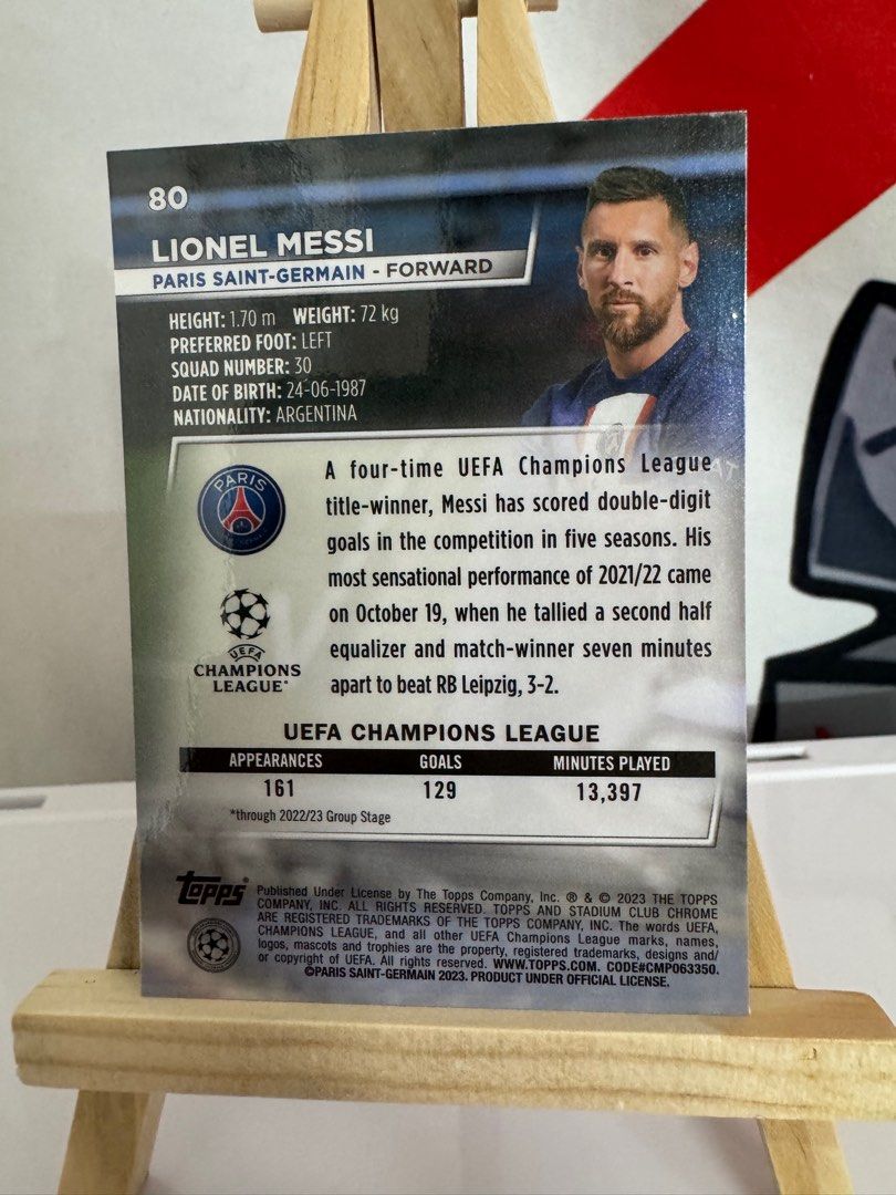 Lionel Messi - Topps Stadium Chrome Club PSG Card, Hobbies & Toys, Toys ...