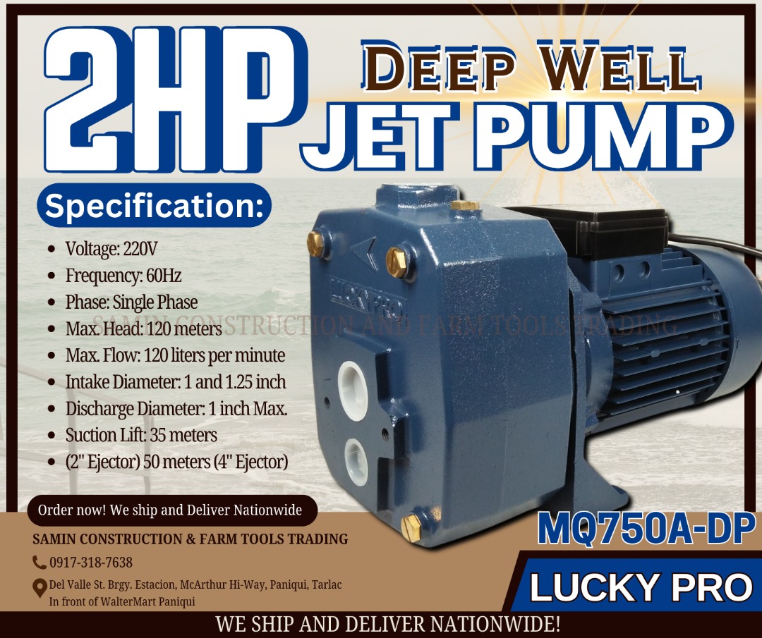 Lucky Pro Heavy Duty Deep Well Water Jet Pump with Ejector and Adaptor ...