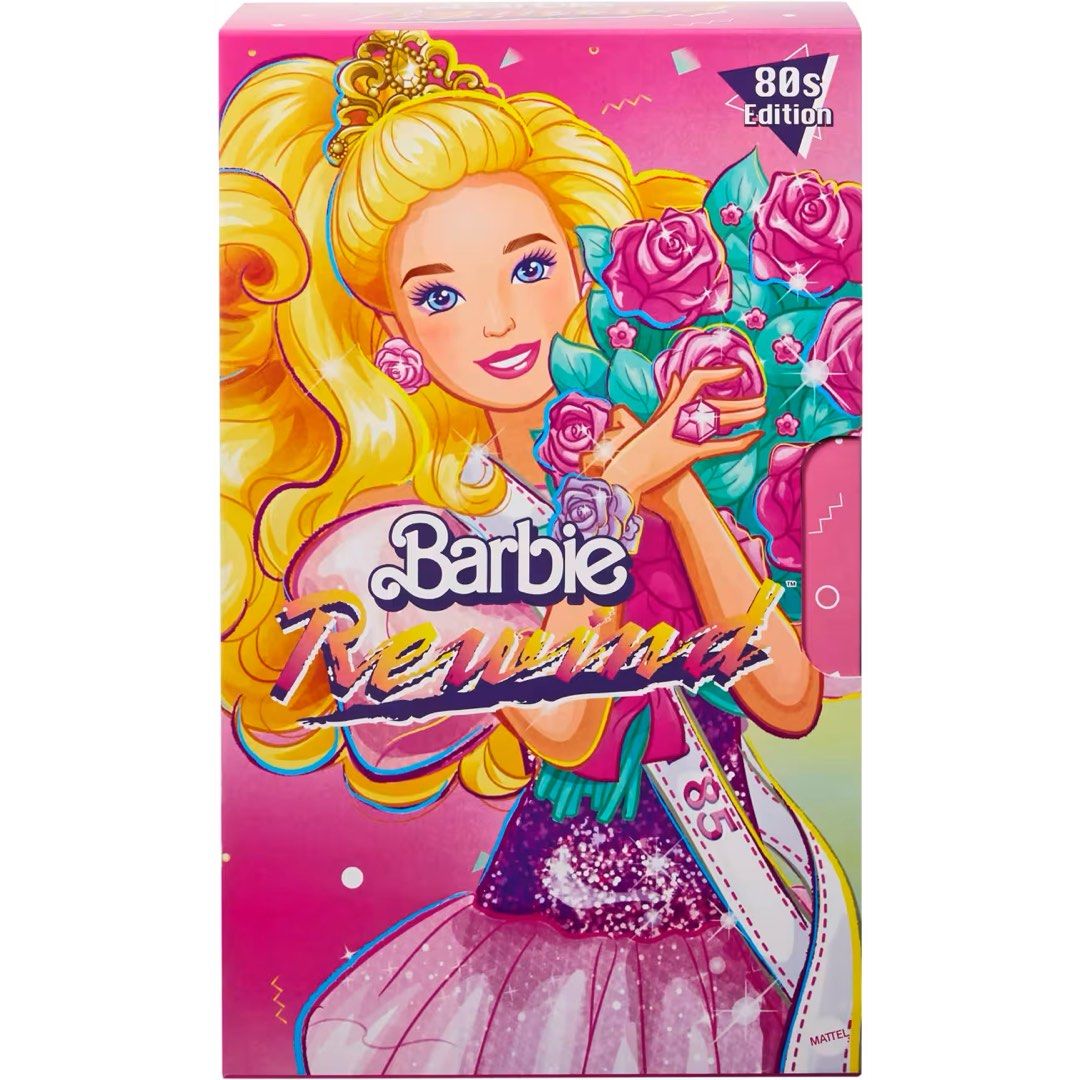 Mattel Barbie Rewind Prom Night Black Label 80s Edition Curly Blonde ...