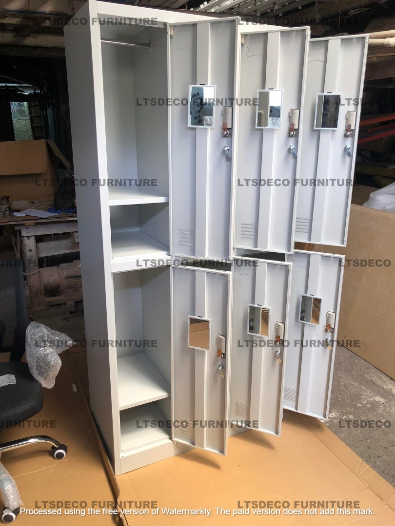 NEW 6 DOOR STEEL LOCKER OFFICE PARTITIONS, Furniture & Home Living ...