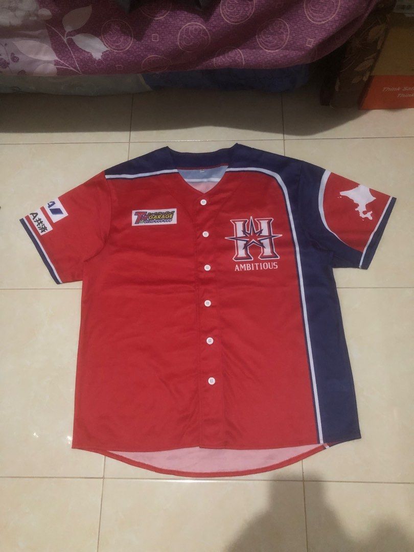 Nippon-Ham Fighters Hokkaido Retro Edition Ambitious Light Jersey Merah ...