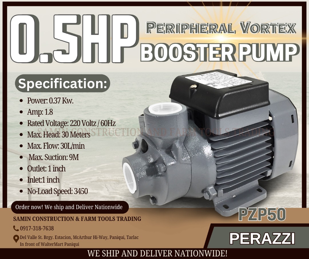 PERAZZI Italy 0.5HP Peripheral Vortex Booster Water Pump (PZP50 ...