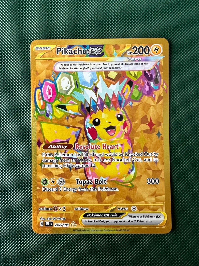 Pikachu ex 247/191 Surging Sparks Gold Secret Rare Pokemon Card ...