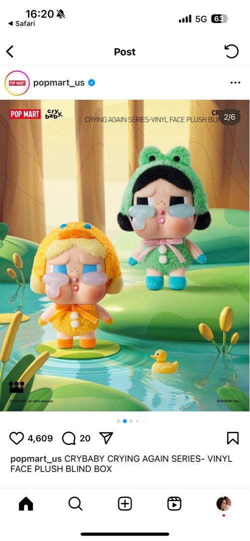 Popmart Cry Baby Crying Again Series Vinyl Face Plush Pendant Blind Box ...