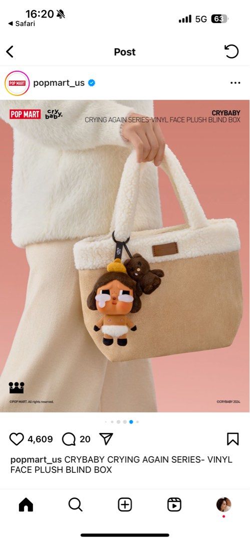 Popmart Cry Baby Crying Again Series Vinyl Face Plush Pendant Blind Box ...