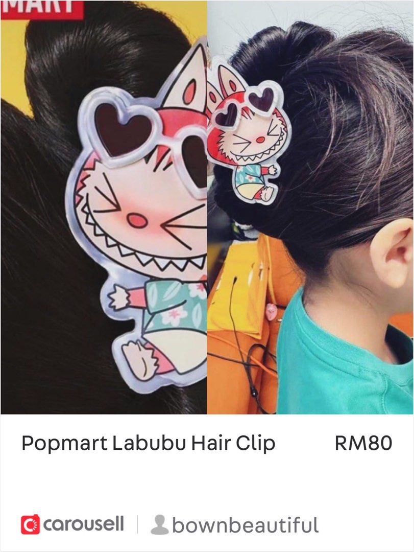 Popmart Labubu Jaw Hair clip, Women's Fashion, Watches & Accessories ...