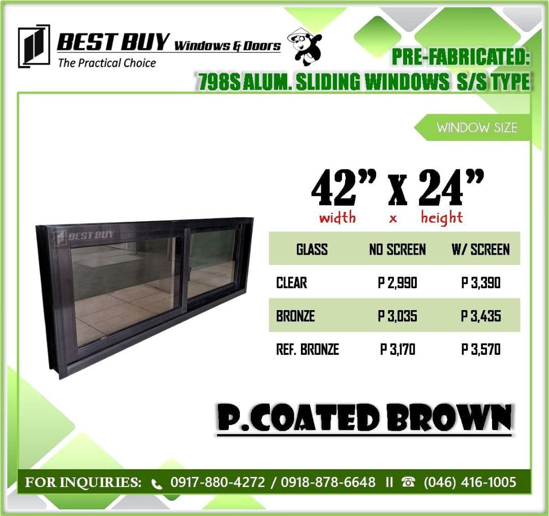PRE-FABRICATED: 798Series Alum. Sliding Window Wt.42" x Ht.24 ...