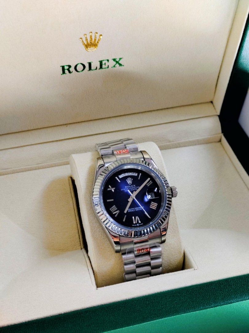 Rollie Day Date President Roman Ombre Blue, Luxury, Watches on Carousell
