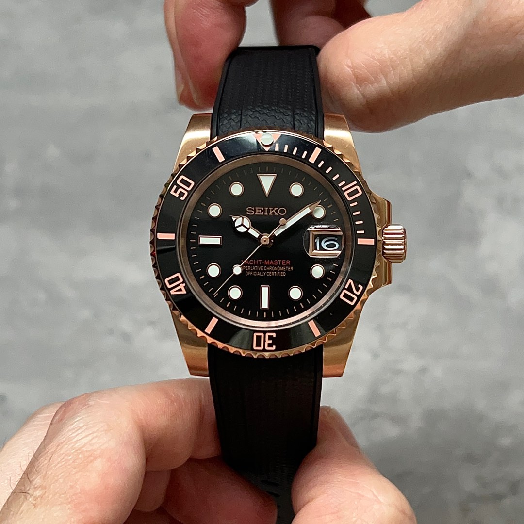 Seiko Rose Gold Yacht x Sub Mod [Custom Build], Men's Fashion, Watches ...
