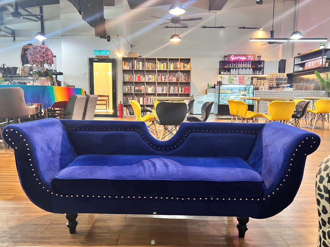 Sofa Biru, Furniture & Home Living, Furniture, Sofas on Carousell