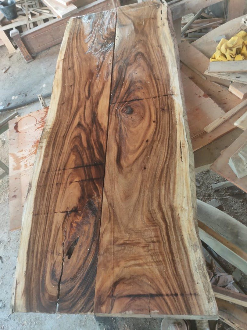 Solid Wood Slab Raintree, Furniture & Home Living, Furniture, Tables ...