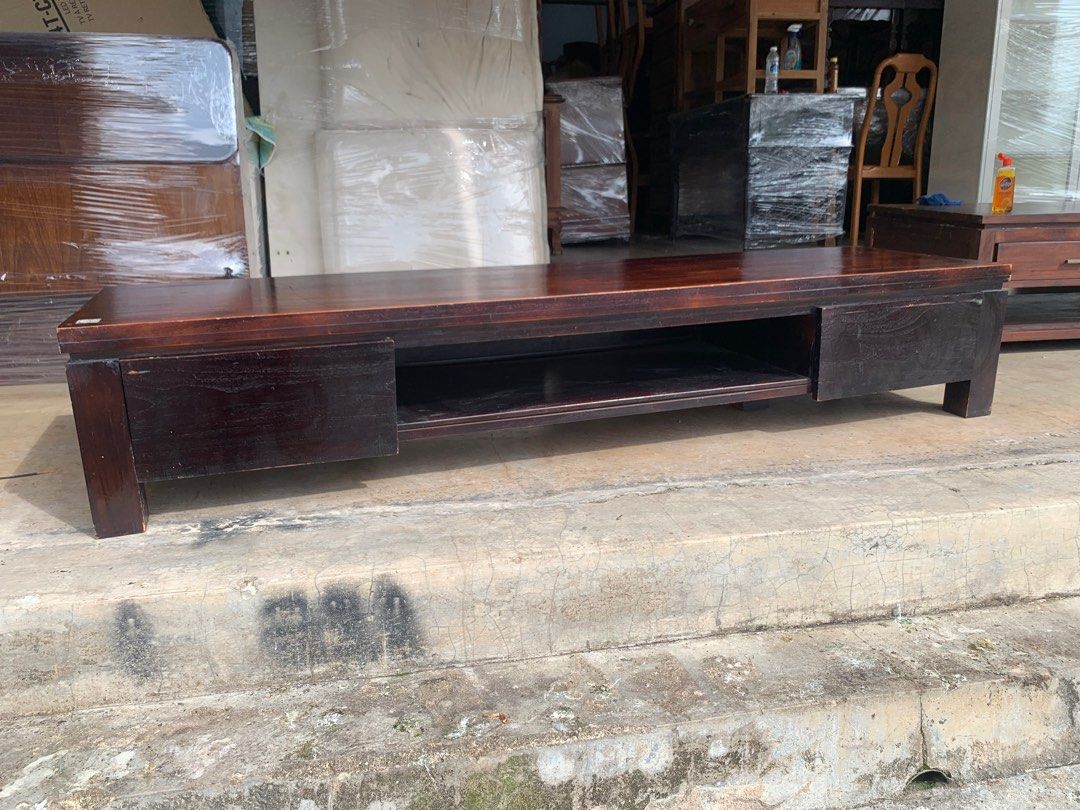 TEAKWOOD TV CABINET | KAYU JATI TUA | RAK TV KAYU PADU, Furniture ...