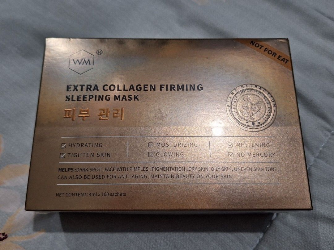 WM extra collagen sleeping mask | 100 sachets, Beauty & Personal Care ...