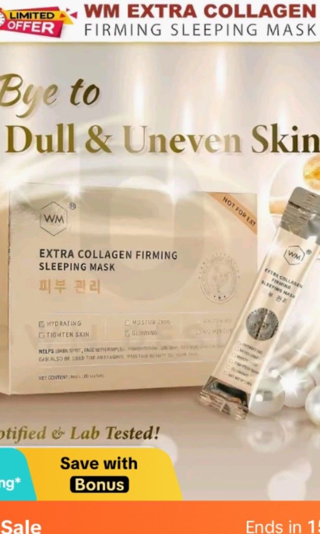 WM extra collagen sleeping mask | 100 sachets, Beauty & Personal Care ...
