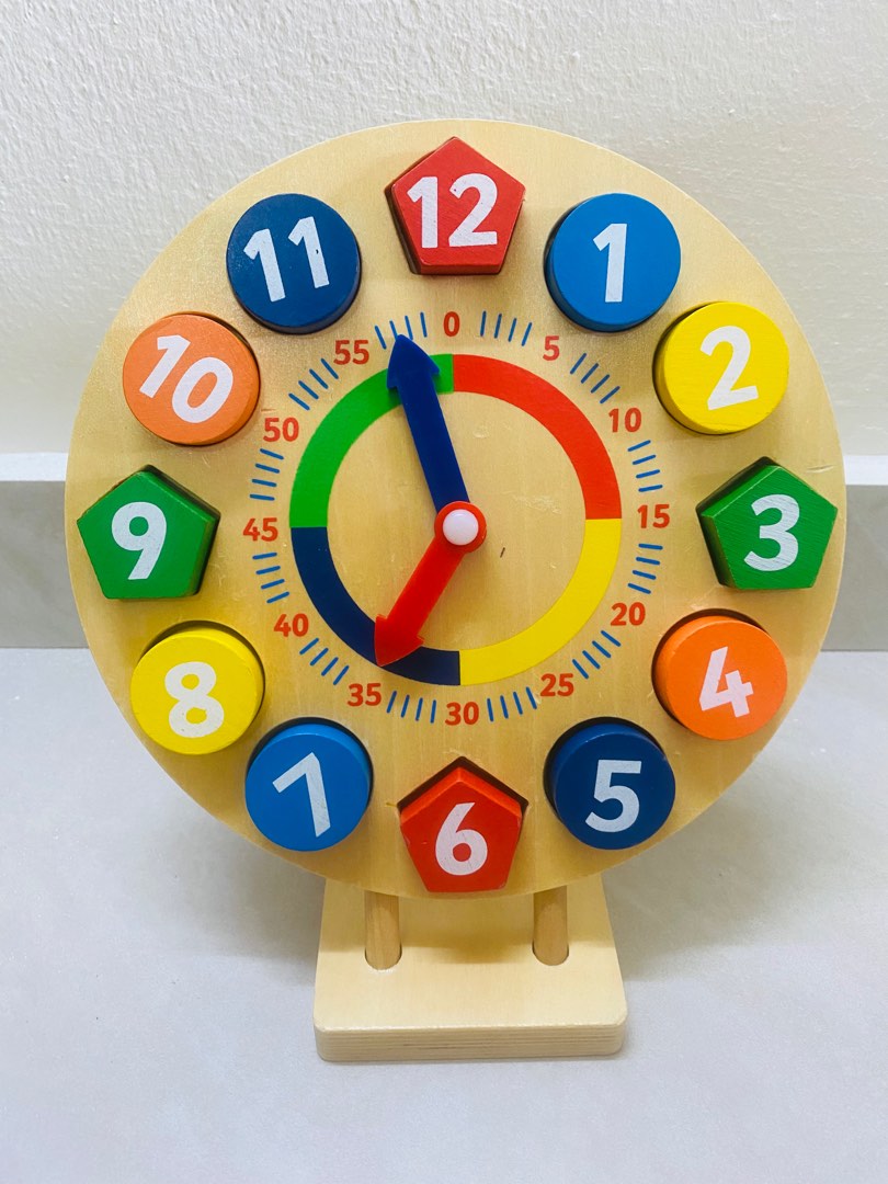 Wooden 3D Learning Clock Puzzle, Hobbies & Toys, Toys & Games on Carousell